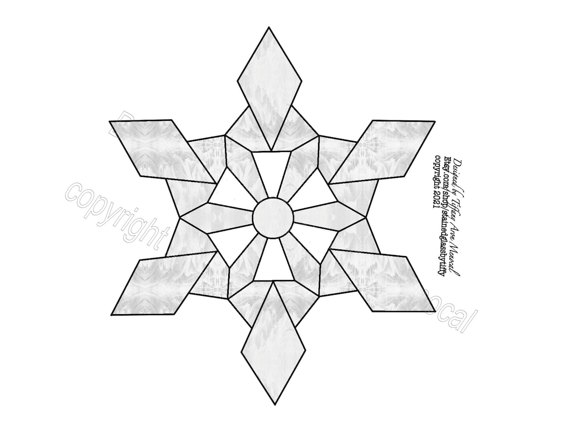 Snowflake 3 Pack Set 2 Stained Glass Pattern Digital Download, - Etsy