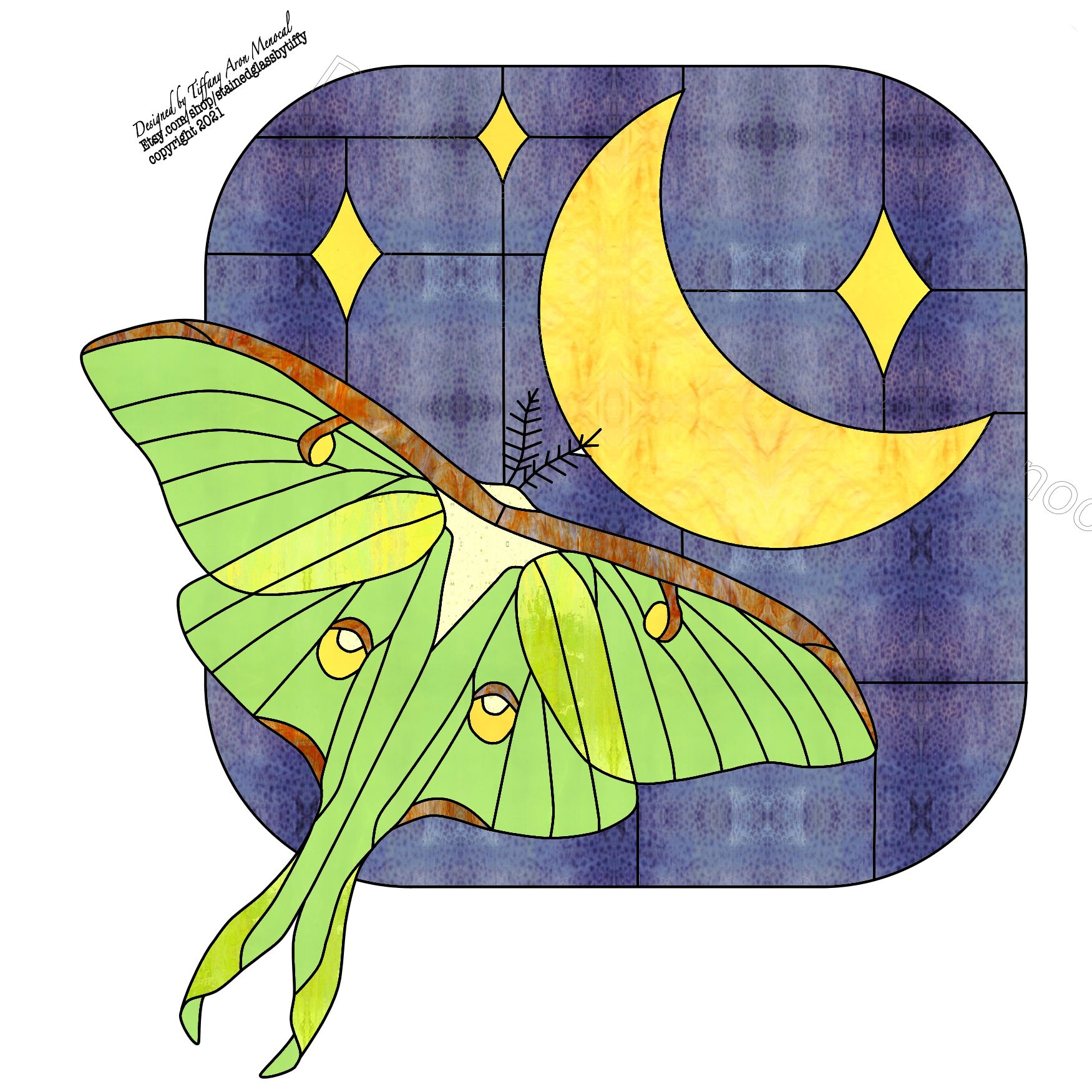Lunar Moth Stained Glass Pattern Digital Download - Etsy