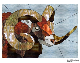 Ram Head in a Frame Stained Glass Pattern PDF PNG Printable File ...