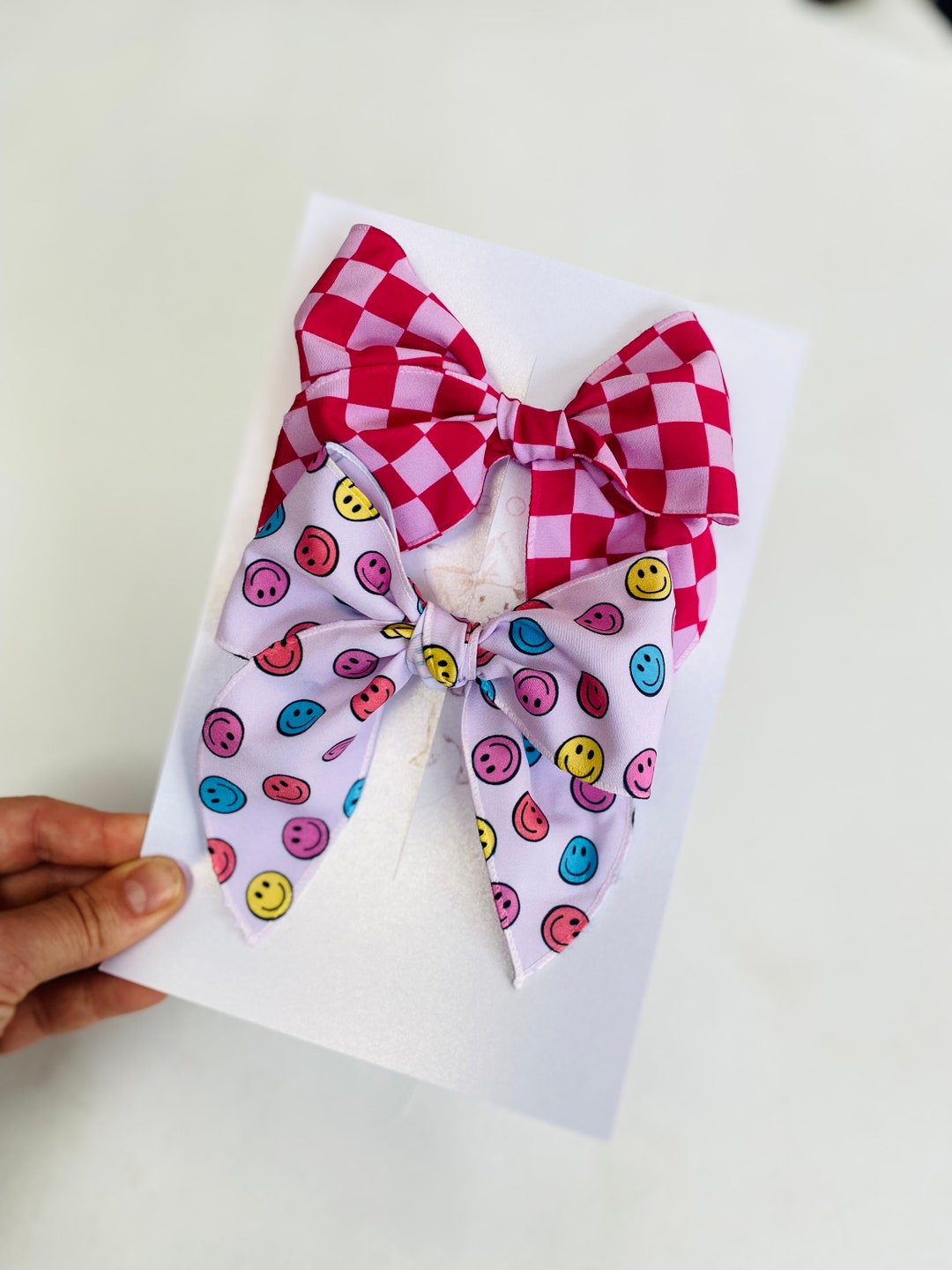 Smiley Face Bow All Smiles Bow Rainbow Colors Bow Girls Bow - Etsy