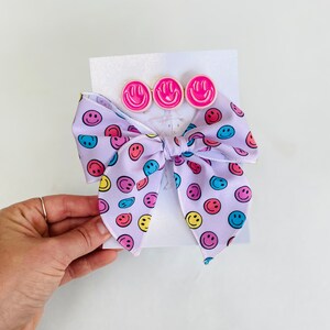 Smiley Face Bow All Smiles Bow Rainbow Colors Bow Girls Bow - Etsy