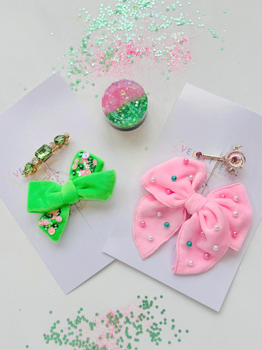 Wicked Inspired Hair Accessory Pack, Velvet Bows, Clips & Glitter Hair ...
