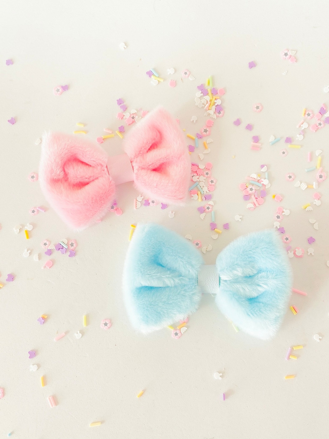 Bunny Fluff Bows Bunny Tail Bow Light Pink Bow Light Blue Bow Fluff Bow ...