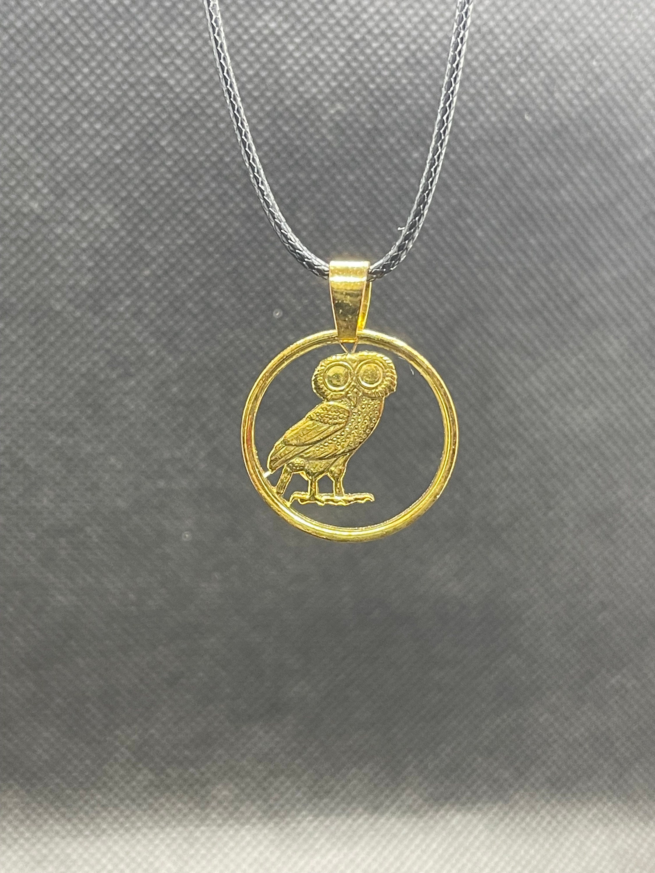 Athenian Owl Pendant 14K Gold Plated 2 Drachmas 1973 - Etsy