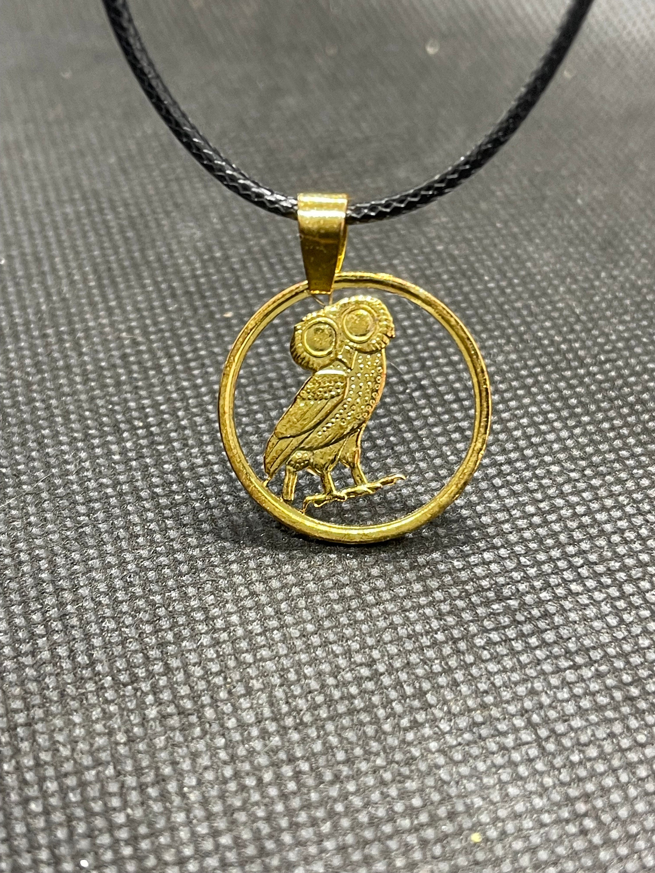Athenian Owl Pendant 14K Gold Plated 2 Drachmas 1973 - Etsy