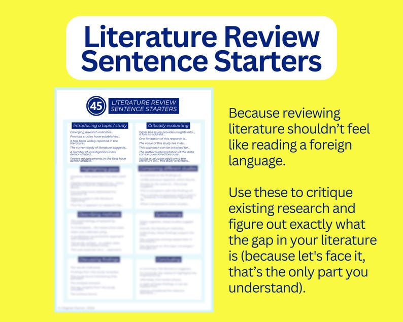 Dissertation Writing Bundle: Sentence Starters & Cheat Sheets - Etsy