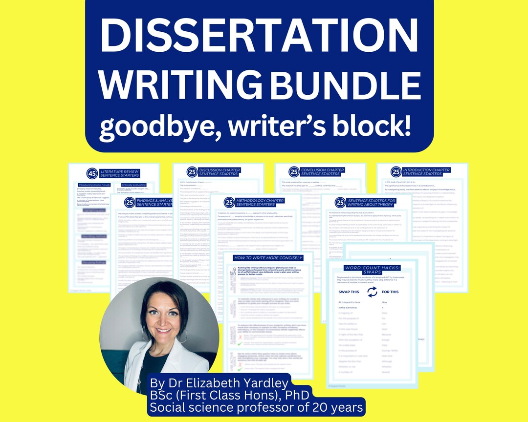 Dissertation Writing Bundle: Sentence Starters & Cheat Sheets - Etsy