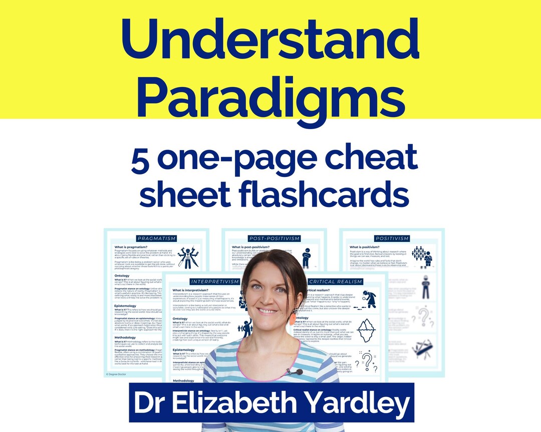 Flashcards for Masters Degree Students on Research Paradigms, Printable ...