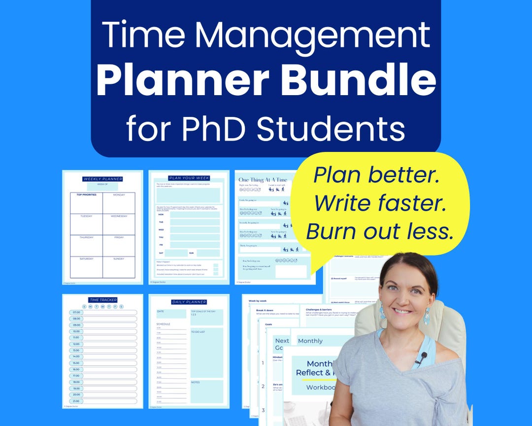 Phd Time Management Toolkit | 7 Printable Planners for Daily, Weekly ...