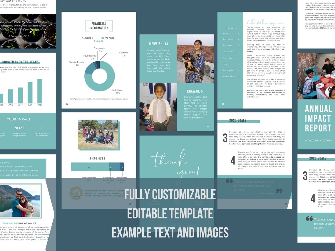 8.5x11 Nonprofit Impact Report DIGITAL Template | Canva Template ...
