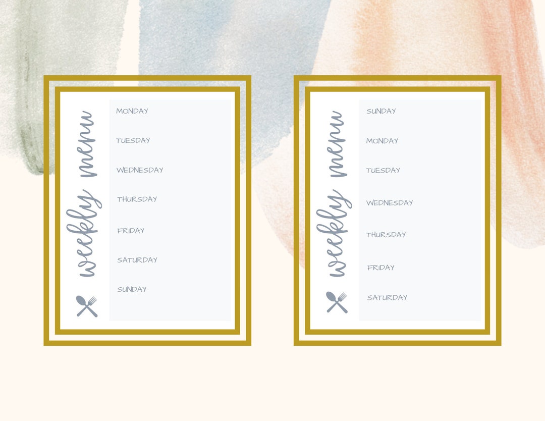 Printable Weekly Menu | Menu Board | Meal Planning Board | Menu PDF ...