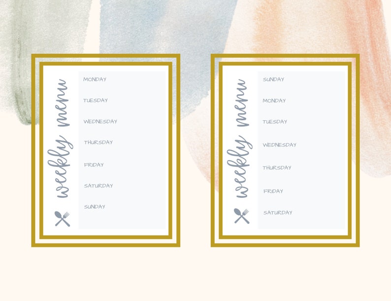 Printable Weekly Menu | Menu Board | Meal Planning Board | Menu PDF ...