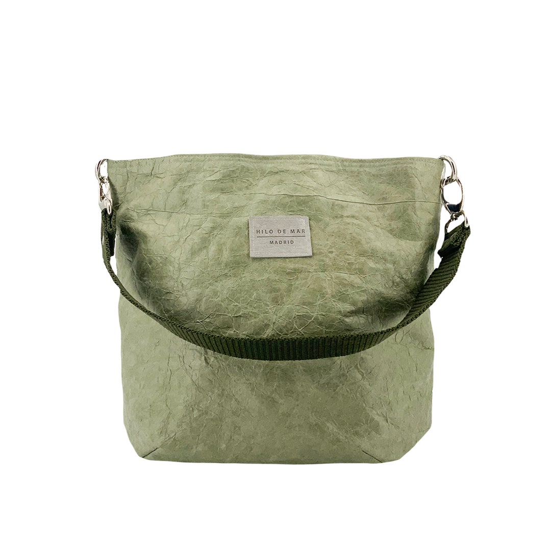 Olive Green Papyrus Bag, Vegan Leather, Very Light Paper Texture, Long ...