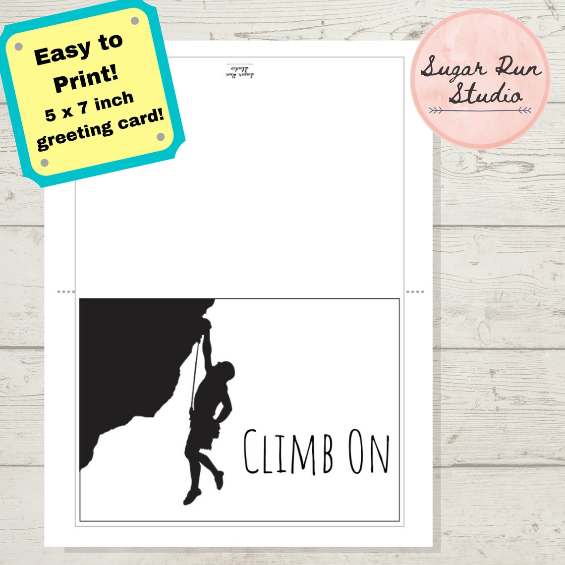 Rock Climbing Card, Digital Download, 5x7in Greeting Card, Extreme ...