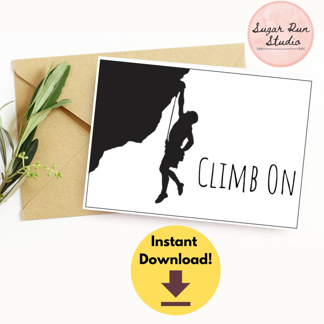 Rock Climbing Card, Digital Download, 5x7in Greeting Card, Extreme ...