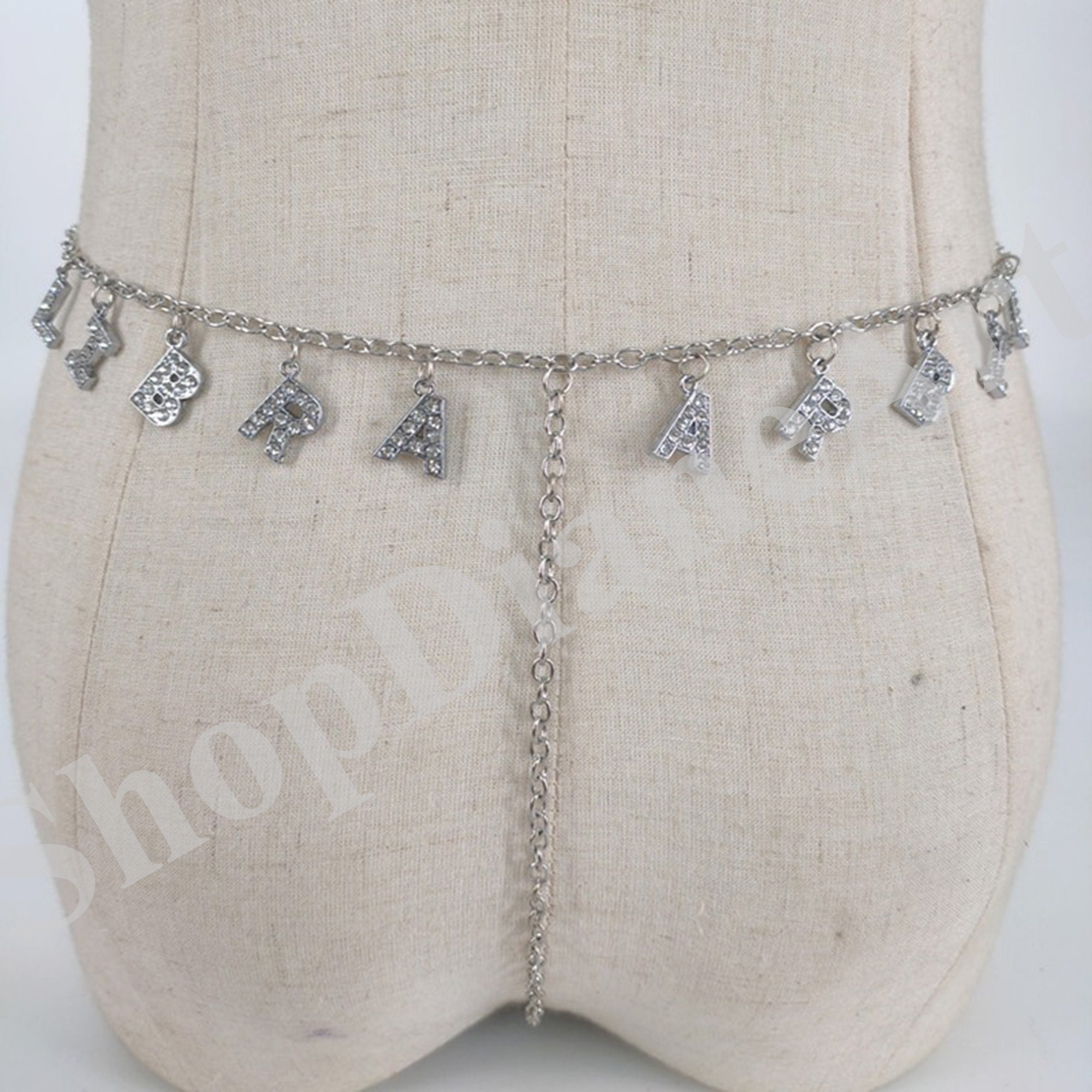 Custom Name Waist Chain For Women Crystal Letter 12 Etsy
