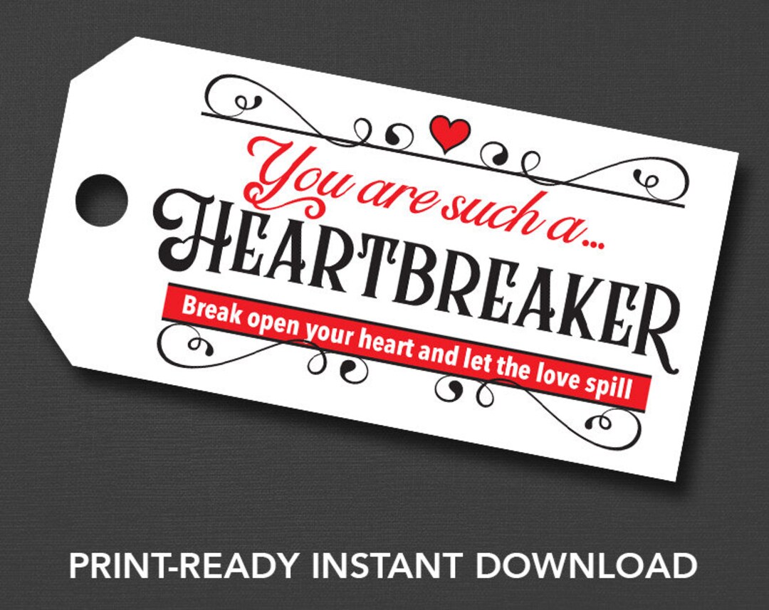 Breakable Chocolate Heart Tag - Printable / Smash Heart Tag ...
