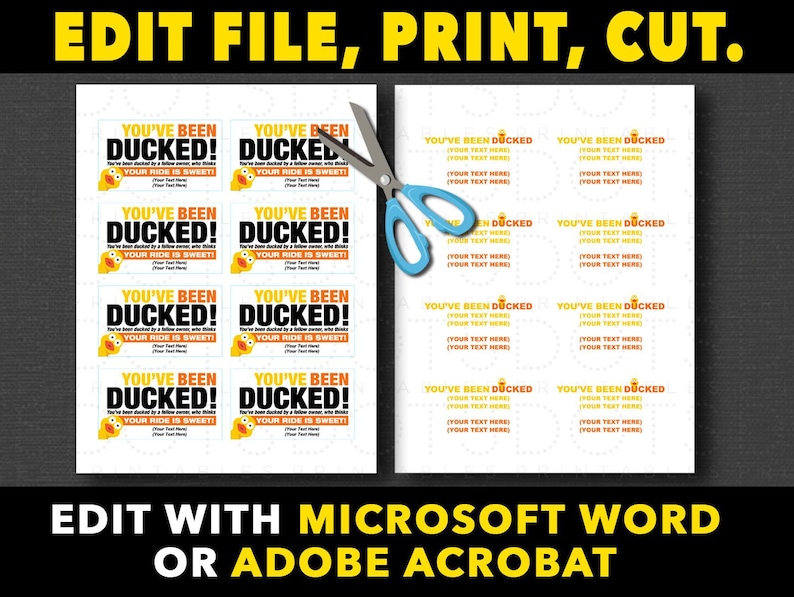 You've Been Ducked Duck Duck Tags. Download EASY Word Templates, or ...