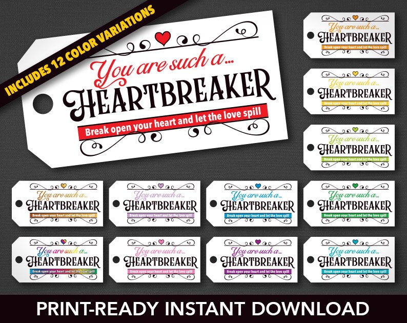 Breakable Chocolate Heart Tags Printable / Smash Heart Tags - "you Are ...