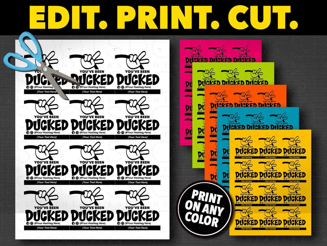 Editable Custom BW "you've Been Ducked" Duck Duck Tags / Ducking Tags ...
