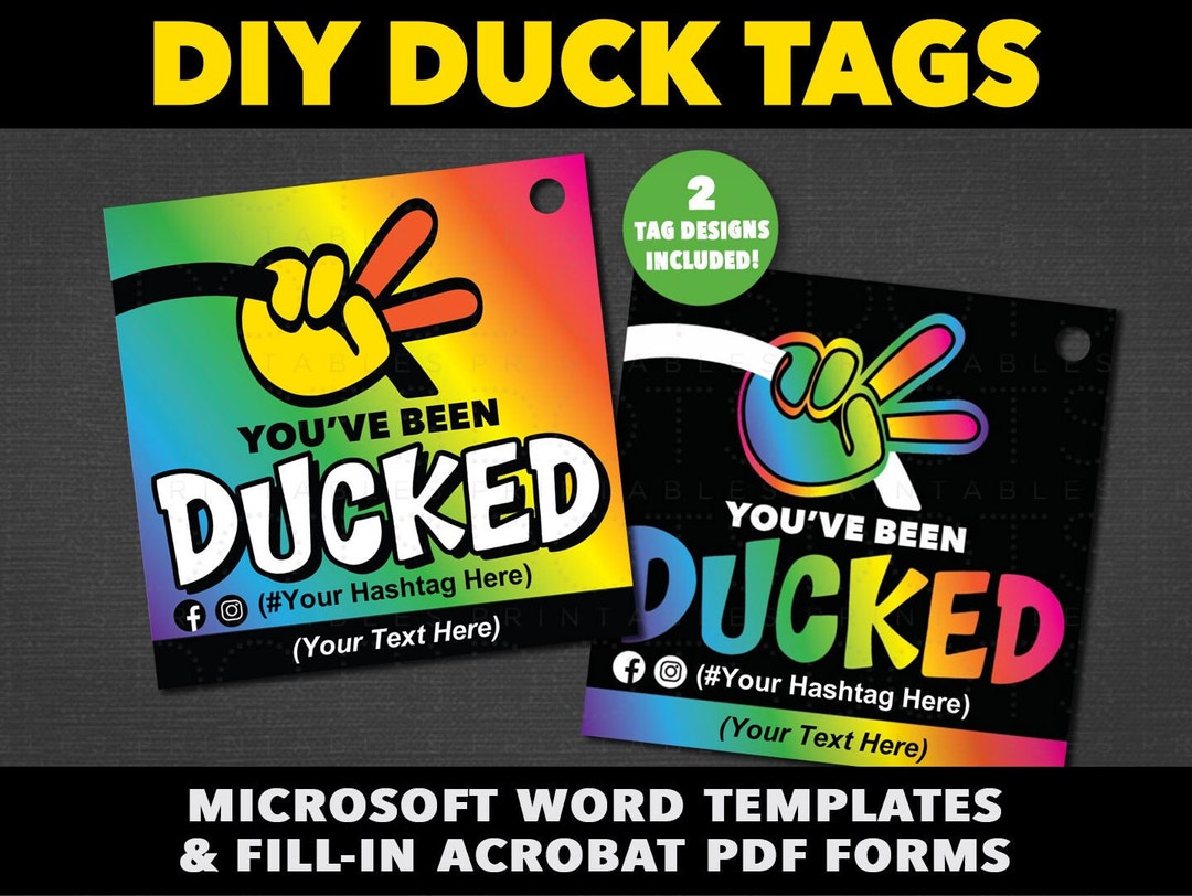 Duck Tags - Editable You've Been Ducked Peace Wave Rainbow Tags ...