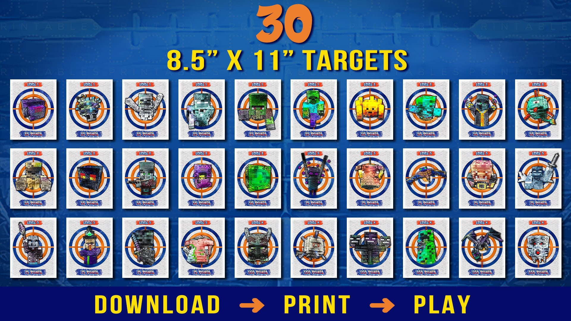 Nerf Birthday Party Game / Nerf War / Foam Dart Targets. 30 Targets ...