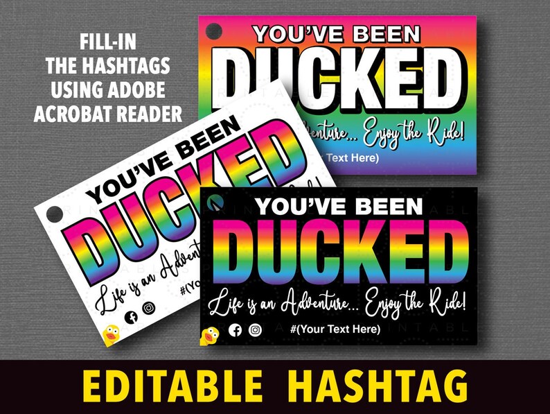 Editable Hashtag Duck Duck Tags for Ducks / Ducking Tags - Etsy