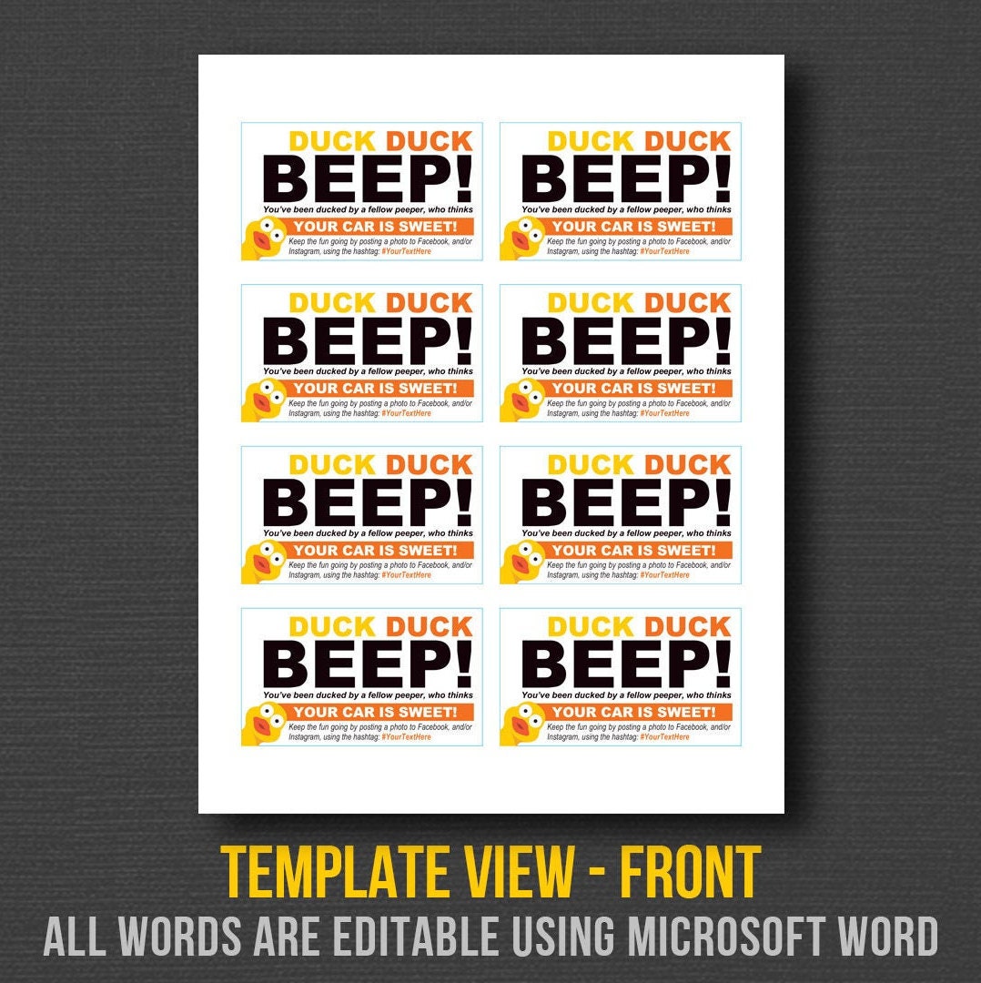 Editable & Printable Duck Duck Tags / Ducking Tag. Download ...