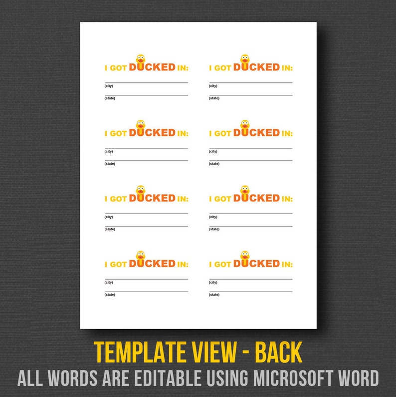 Editable & Printable Duck Duck Tags / Ducking Tag. Download ...