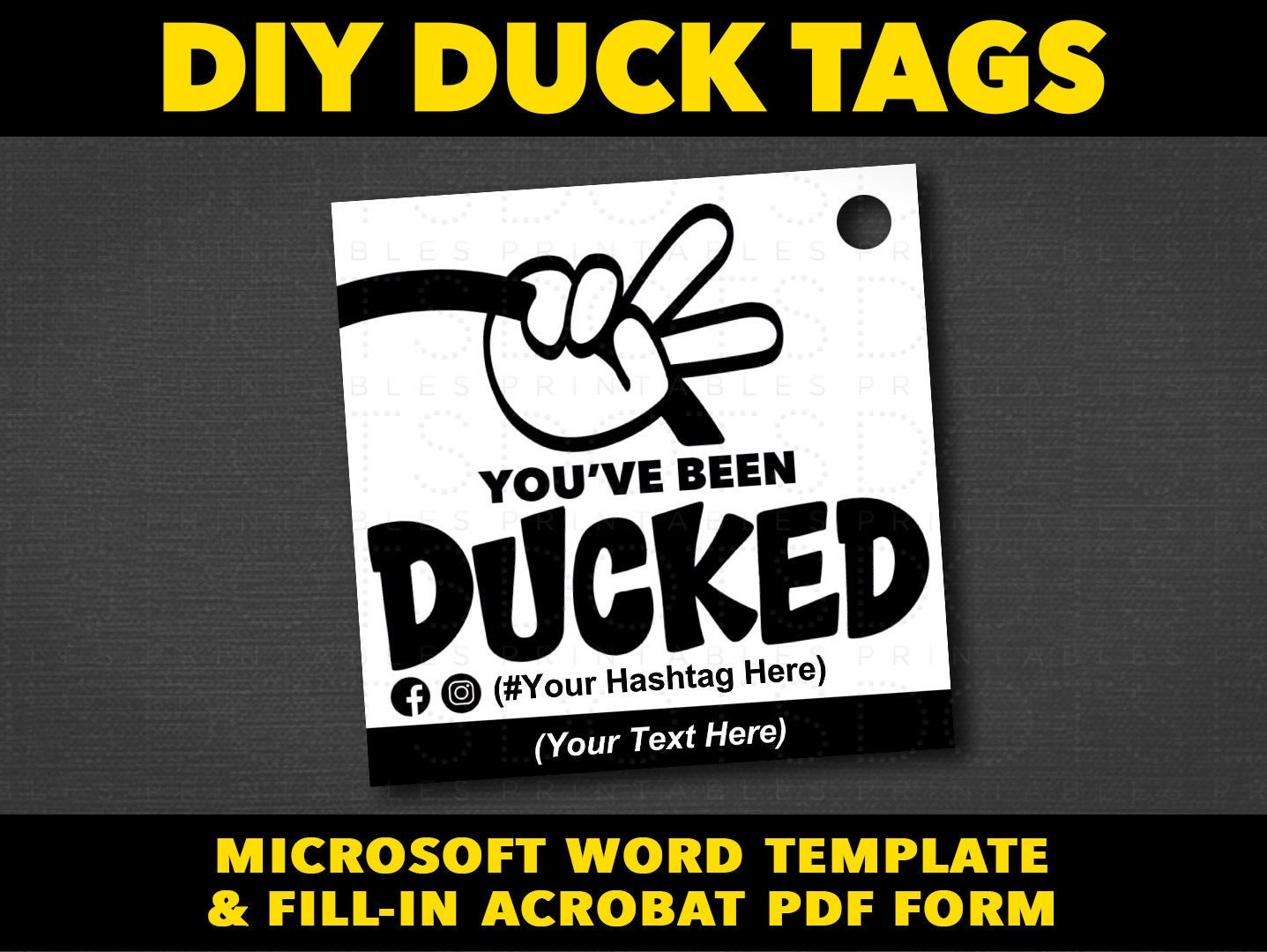 Editable Custom BW "you've Been Ducked" Duck Duck Tags / Ducking Tags ...