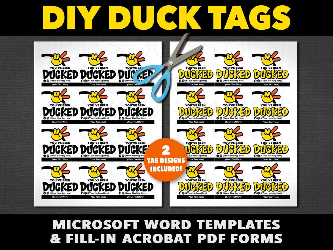Duck Tags / Editable You've Been Ducked - Peace Sign Duck - Download ...