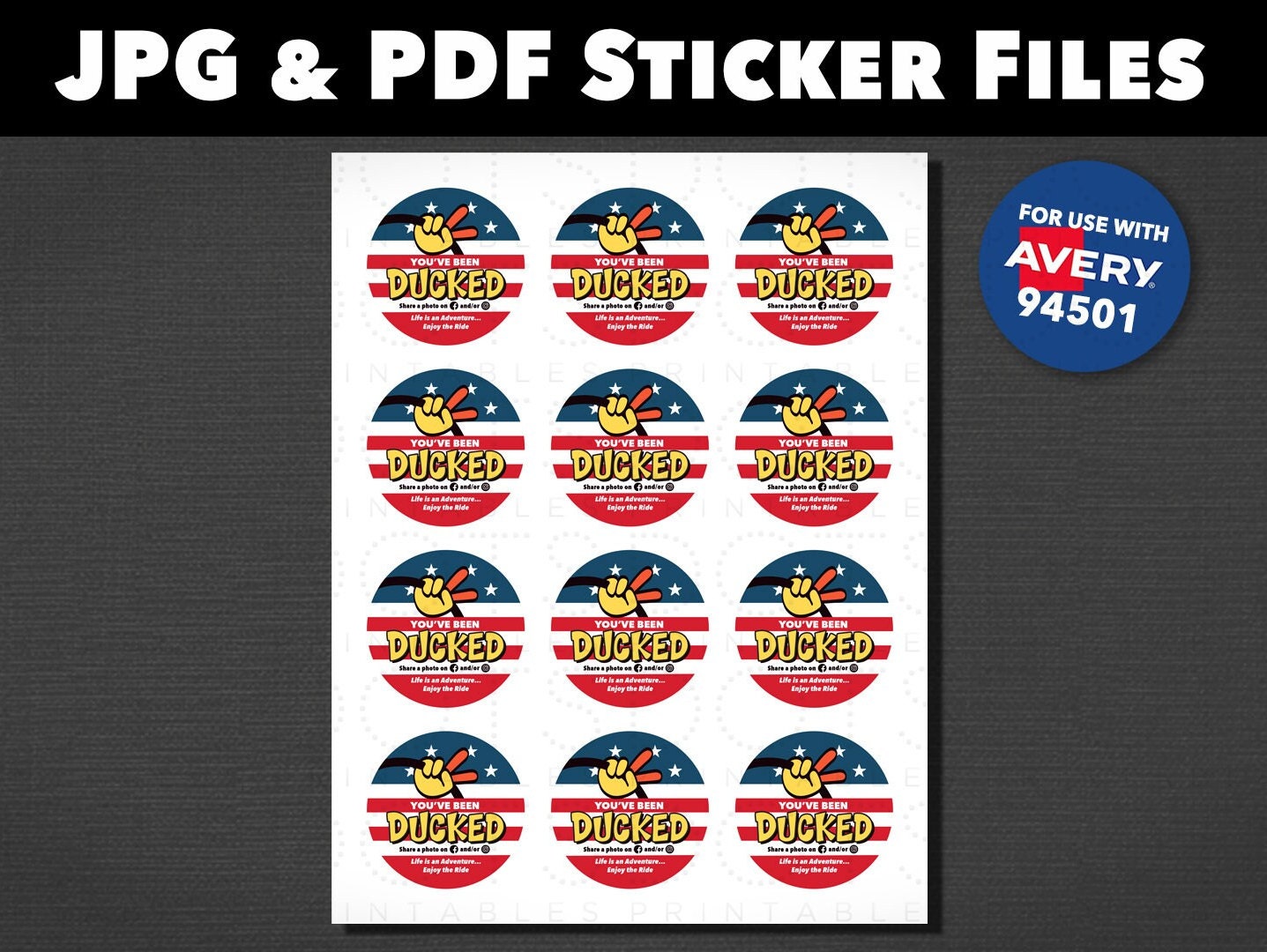 You've Been Ducked Stickers for Ducks (for Use With Avery 94501 - 2x2 ...