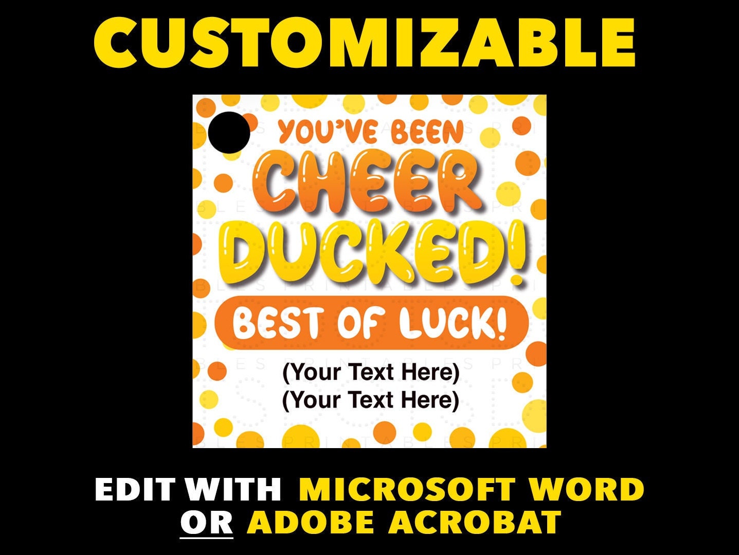 You've Been Cheer Ducked Printable Tags for Rubber Ducks & Keychains ...