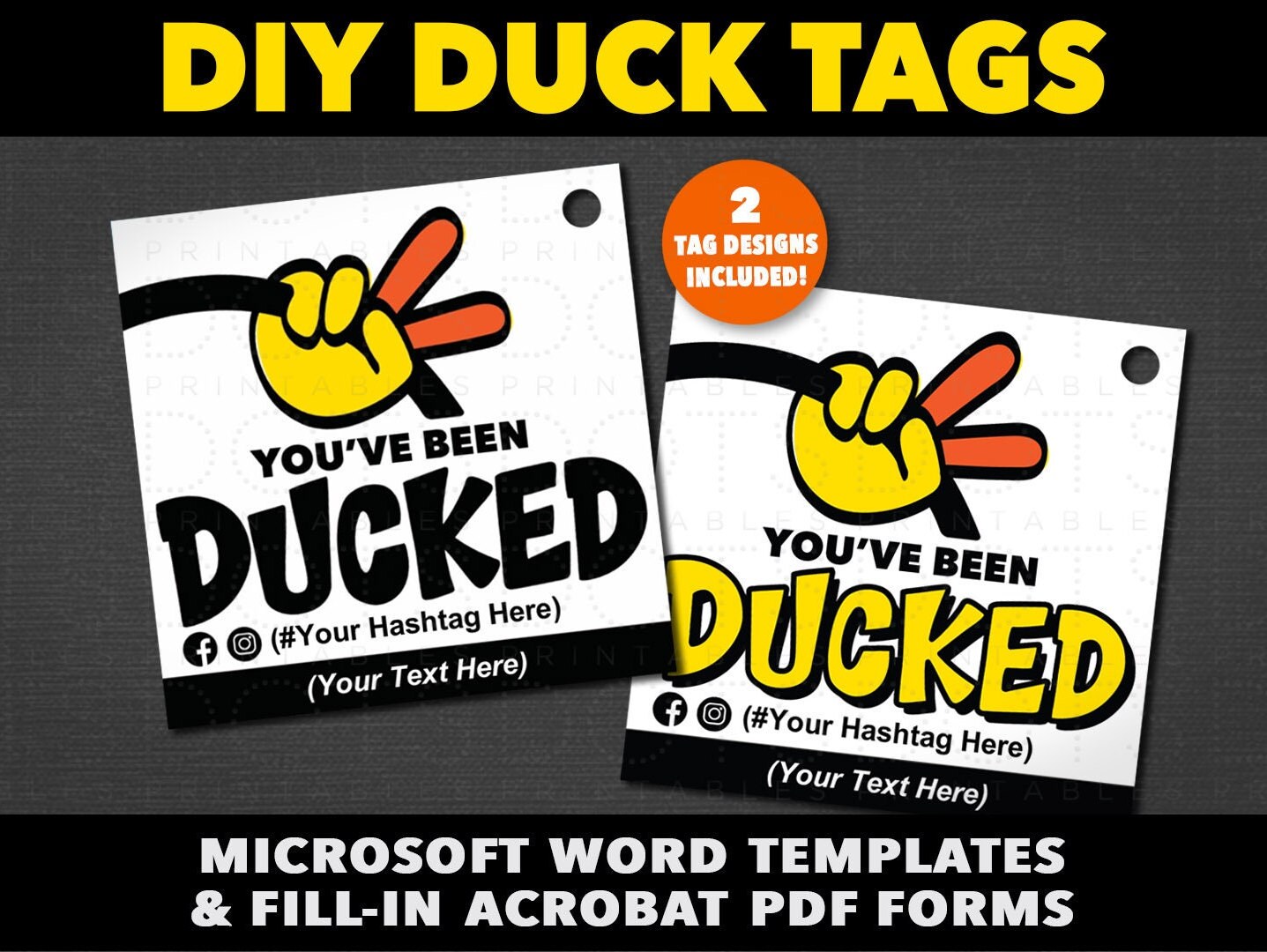 Duck Tags / Editable You've Been Ducked - Peace Sign Duck - Download ...
