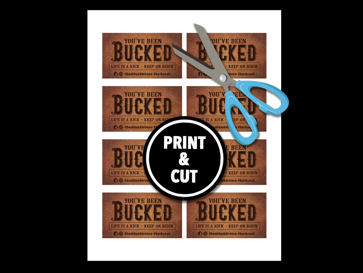 Buck Buck Bronco Tags - You've Been Bucked - 3.5 X 2" (business Card ...