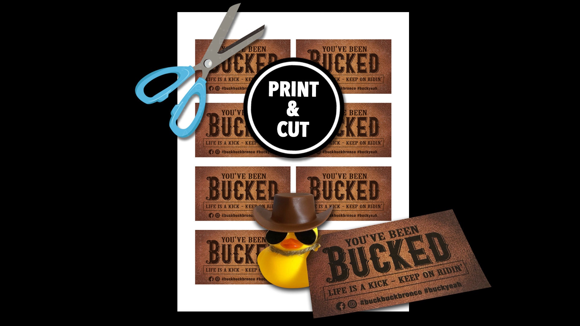 Buck Buck Bronco Tags - You've Been Bucked - 3.5 X 2" (business Card ...