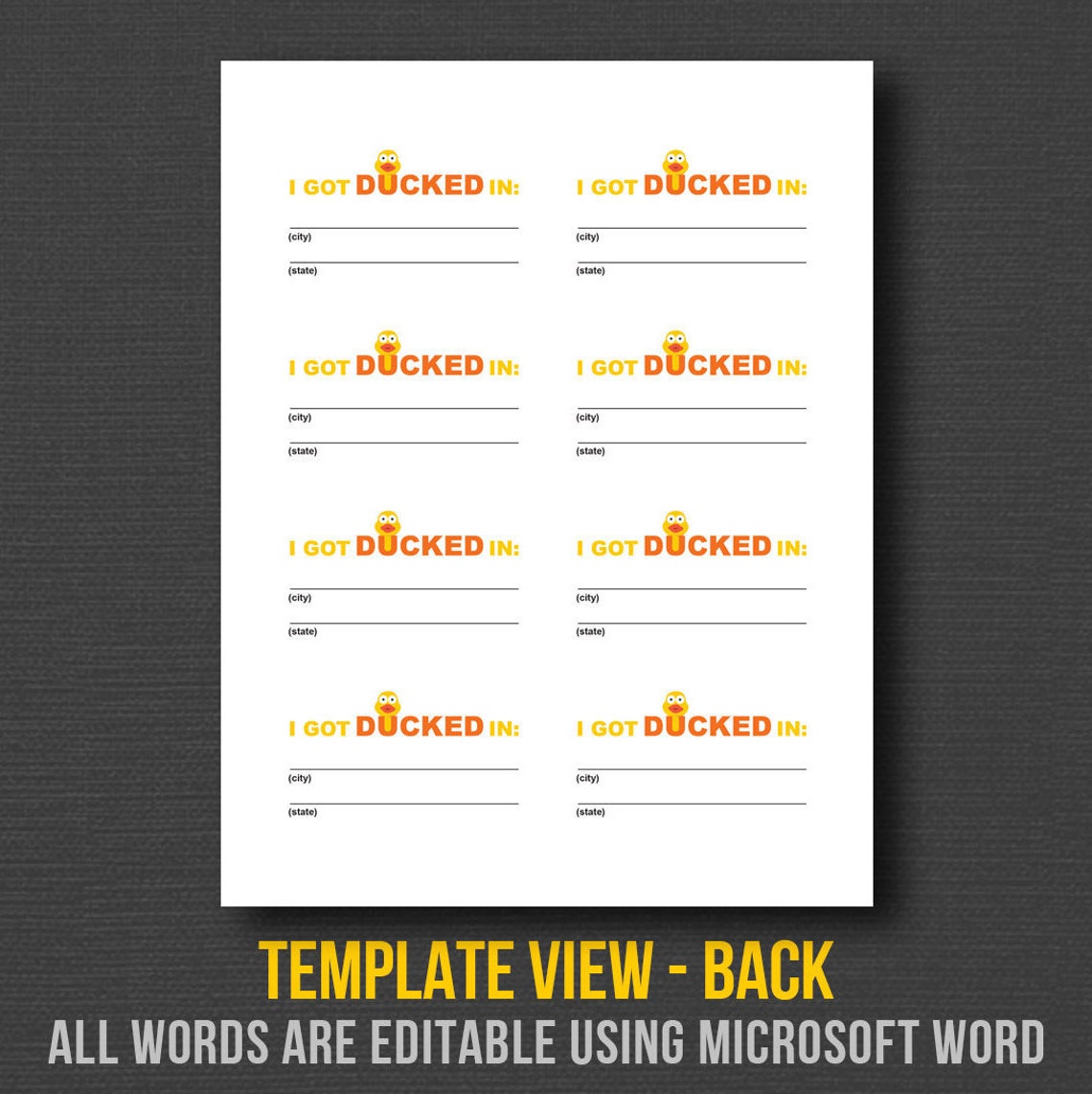 Editable & Printable Duck Duck Tags for Ducks - Instant Download ...