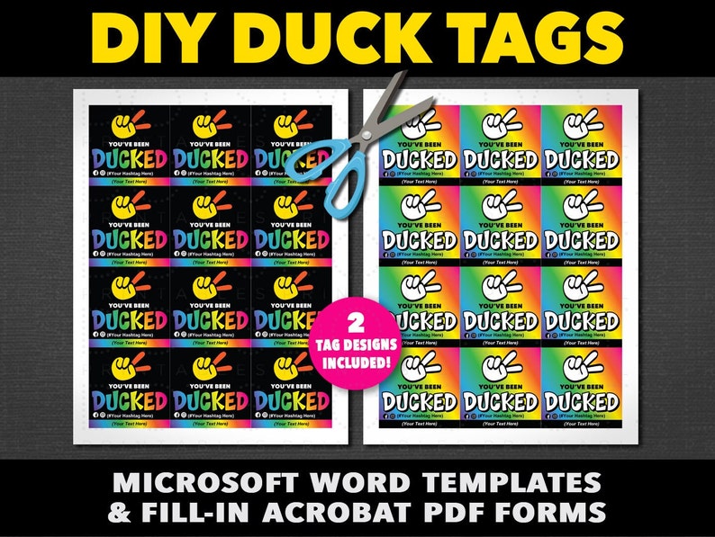 Editable Duck Duck Tags - You've Been Ducked - Rainbow - Download EASY ...