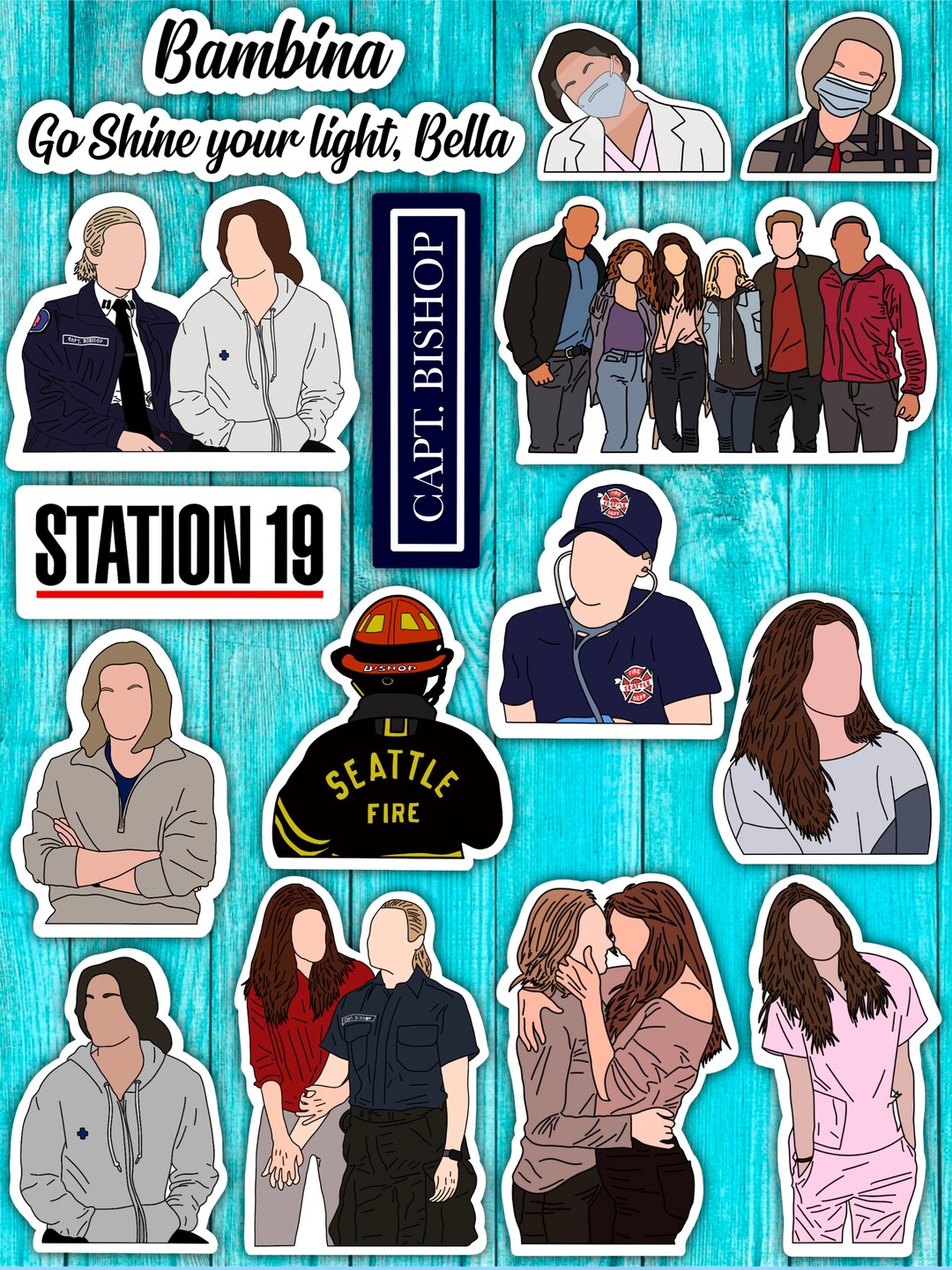 Station 19 Sticker Pack 16 Stickers Total |maya Bishop & Carina Deluca ...