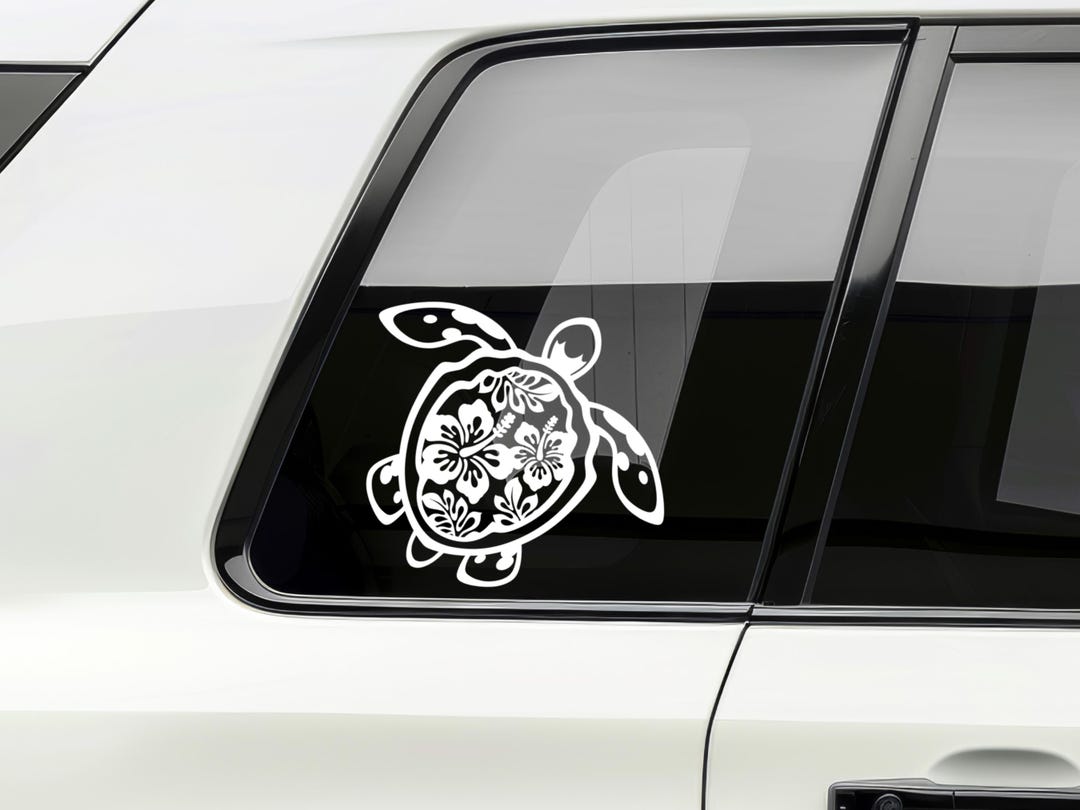 Turtle Hibiscus Flower Decal-available in Many Sizes and Colors-turtle ...