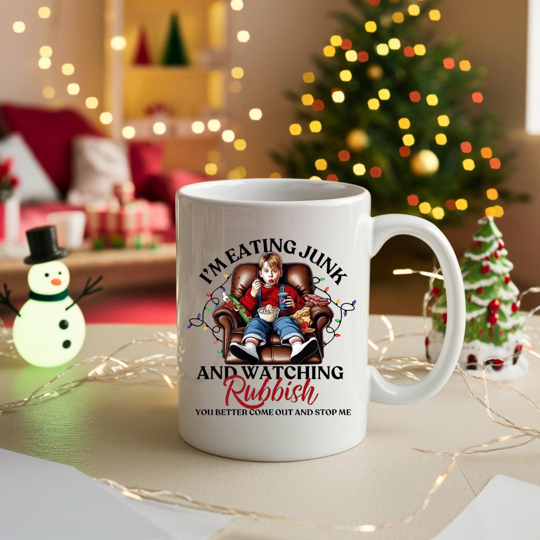 Funny Coffee Tea Mug Christmas Eating Junk Daughter Son Sister Brother ...