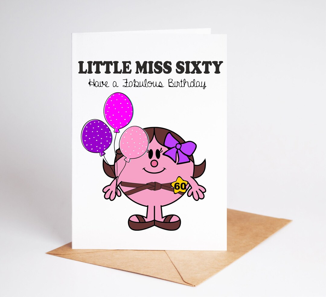 Cute 60th Birthday Card Little Miss 60 Sister Best Friend Funny Card ...