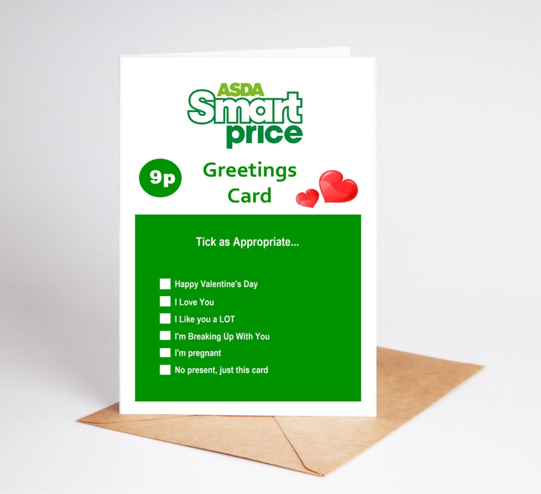 Funny Valentines Day Card Asda Budget Tick Box Card Boyfriend ...
