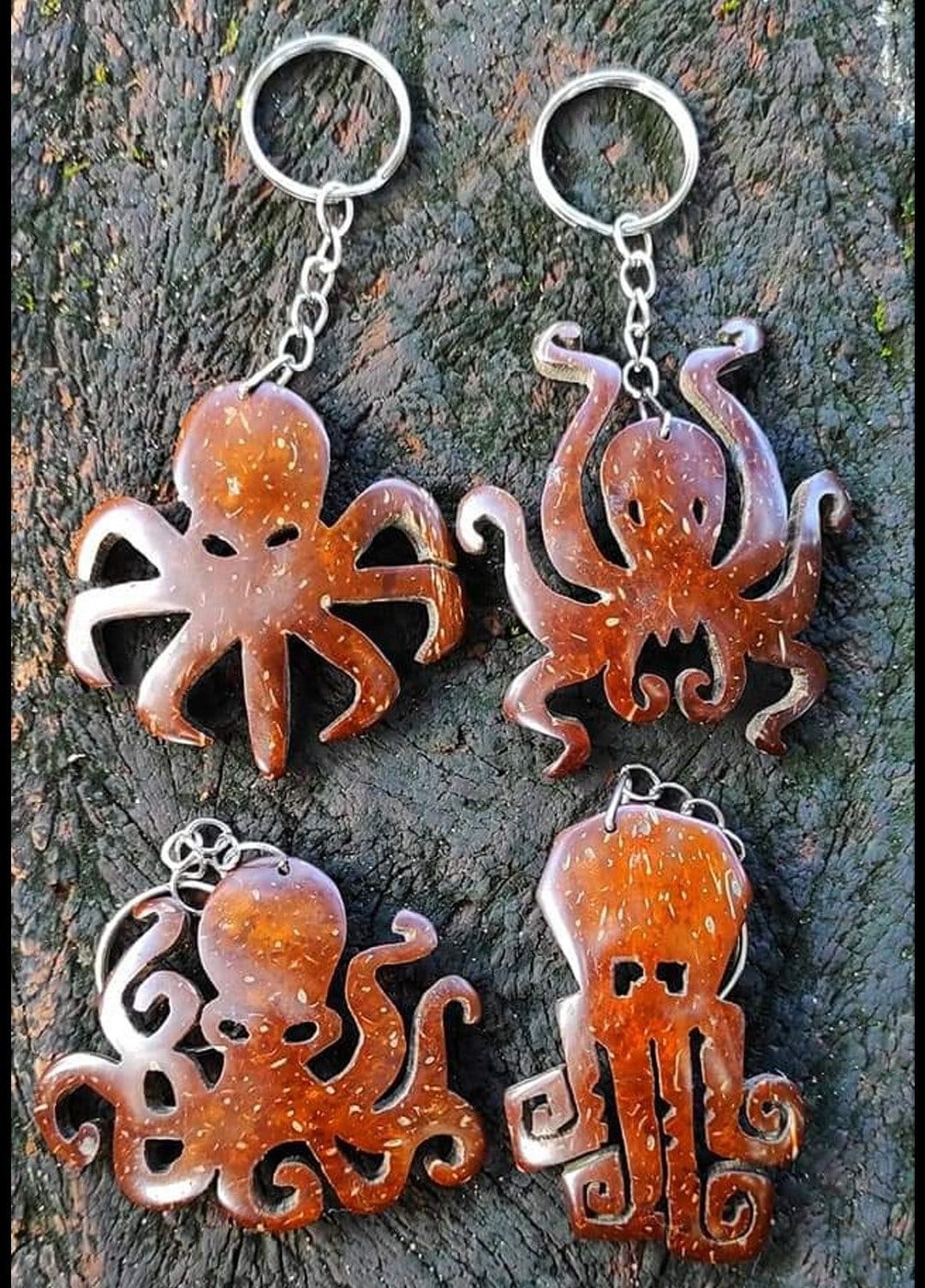 Natural Animal Shaped Coconut Keychain Coconut Shell Keychain Wooden ...