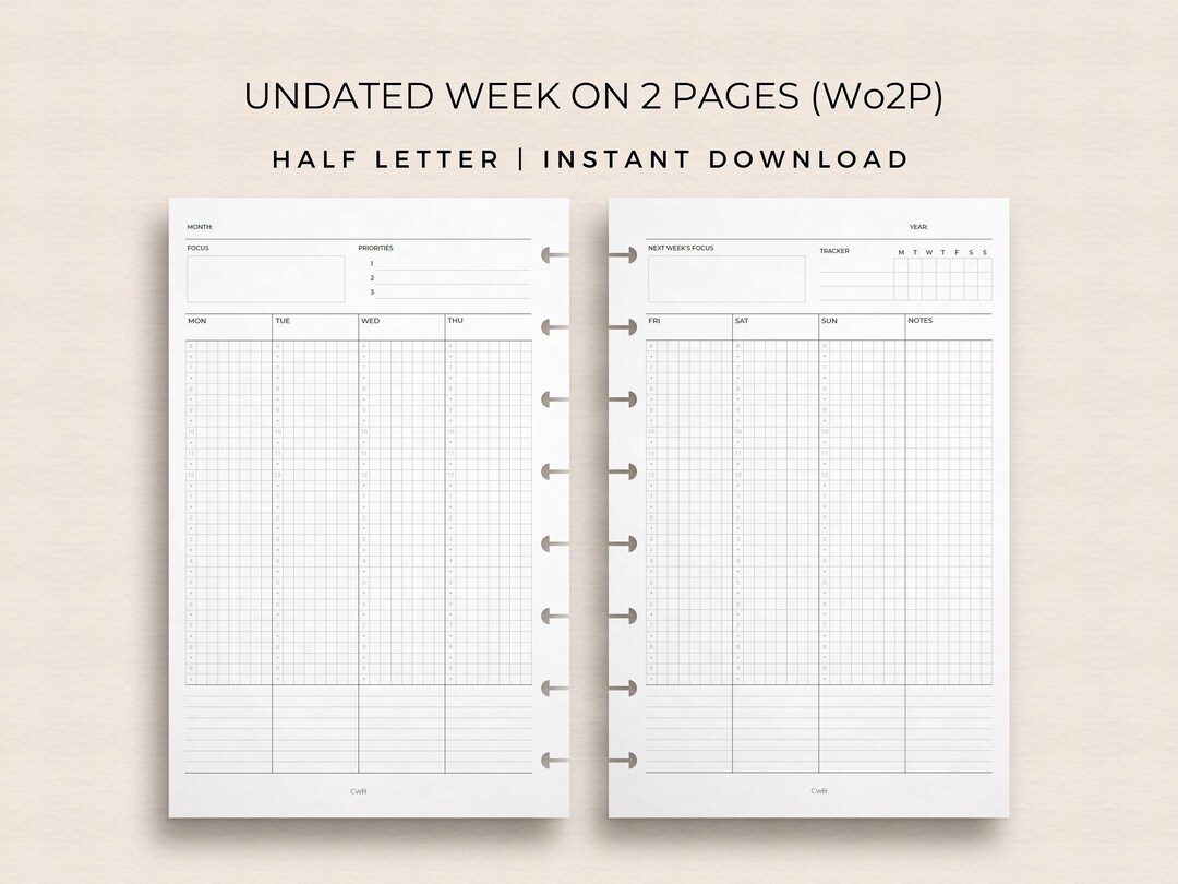 Weekly Planner Inserts Undated Dashboard Planner Insert Schedule ...
