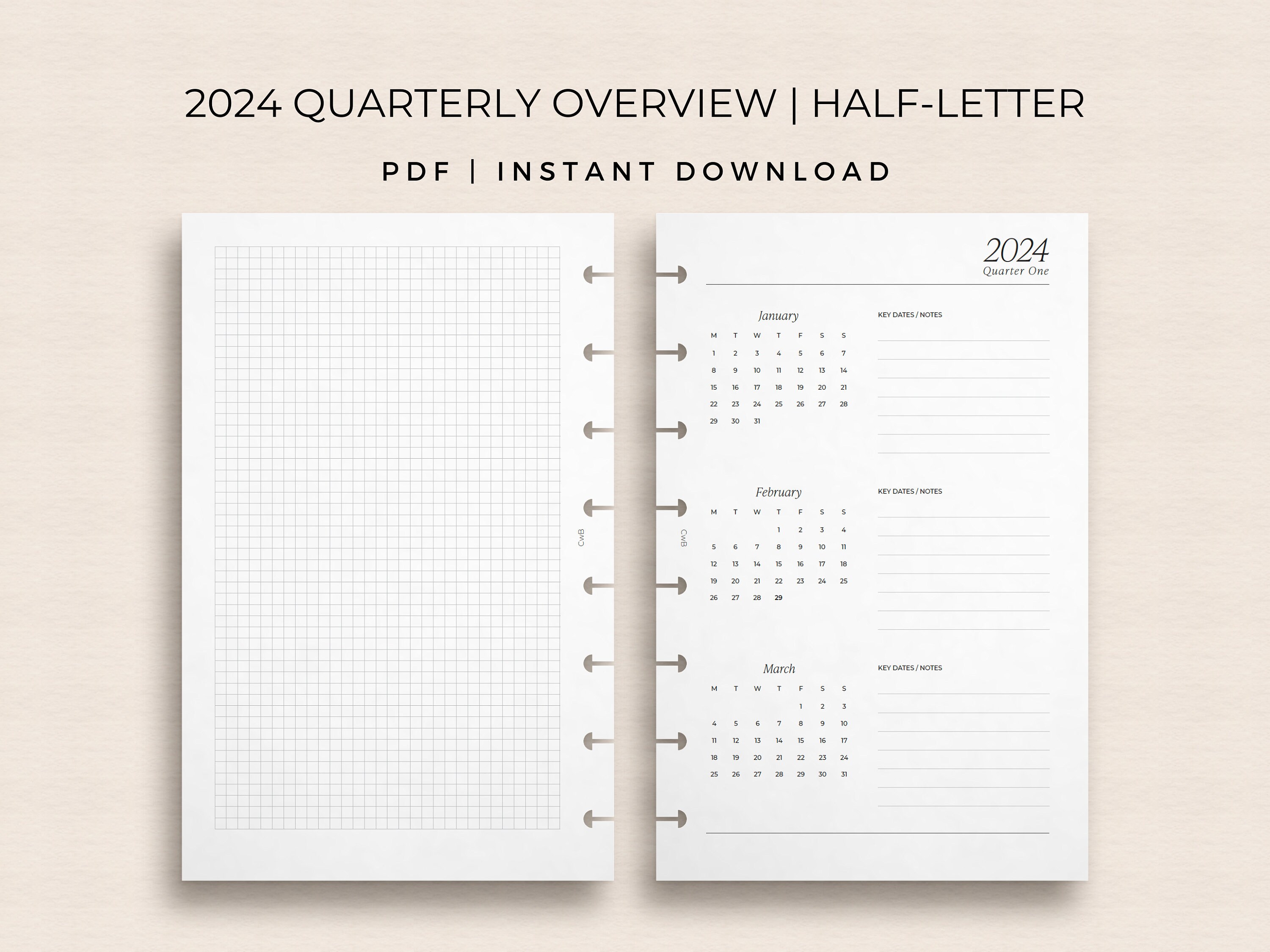 2024 Printable Planner Insert Bundle Half Letter Discbound Planner ...