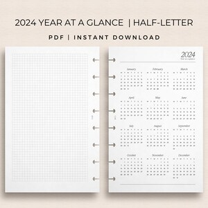 2024 Planner Bundle Printable PDF Half Letter Dated Inserts Aesthetic ...
