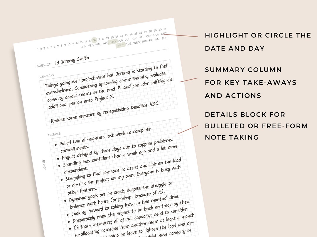 Executive Meeting Notes 3mm Grid (printable) | Half Letter | Discbound ...