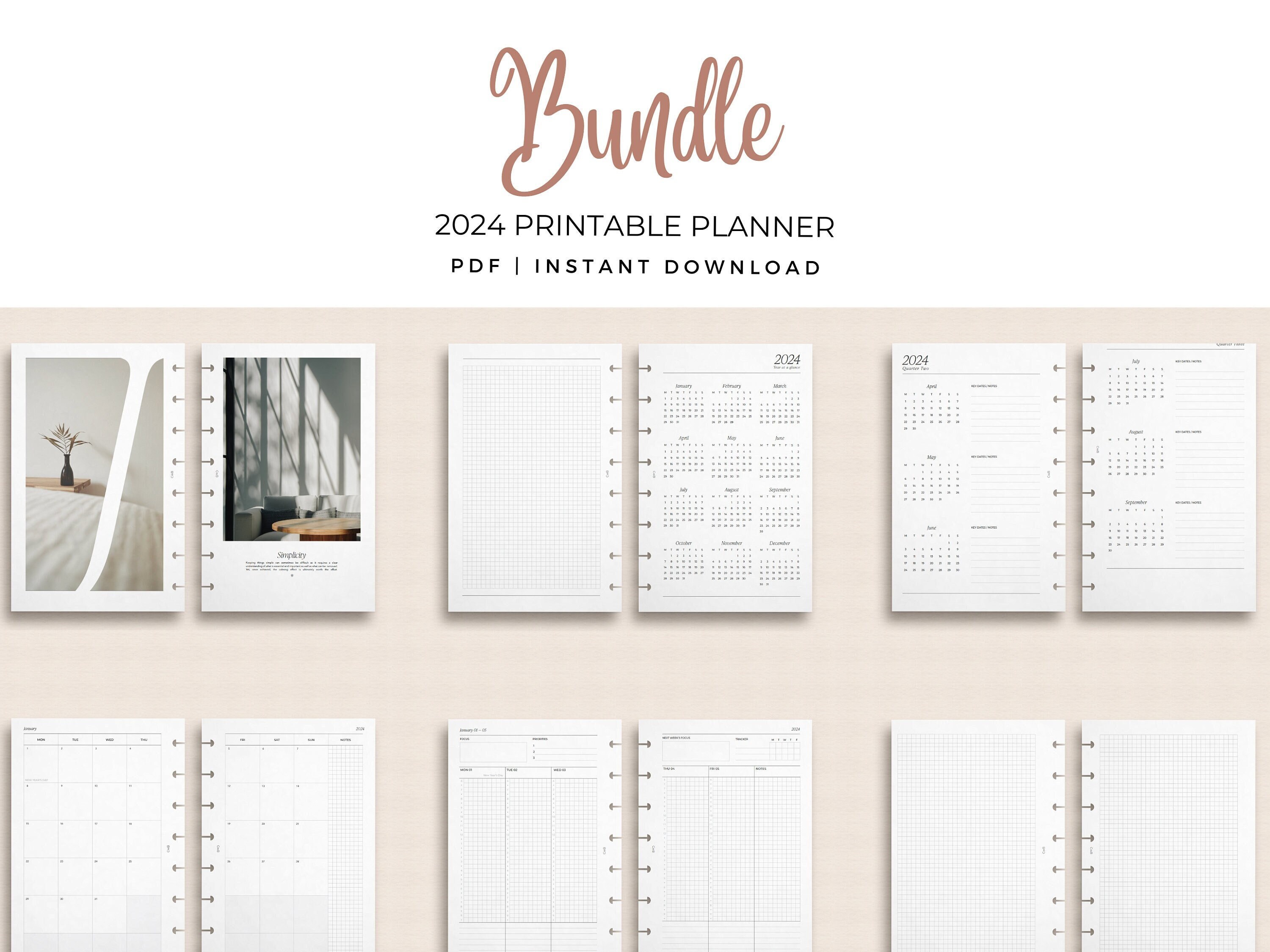 2024 Printable Planner Insert Bundle Half Letter Discbound Planner ...