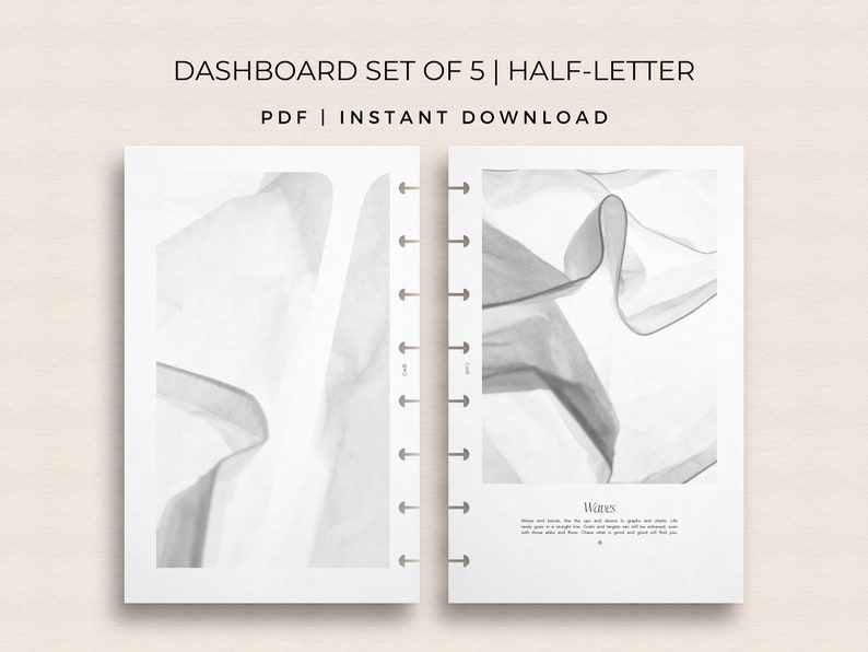 Minimalist Planner Dashboard Inserts: Half Letter Discbound (PDF) - Etsy